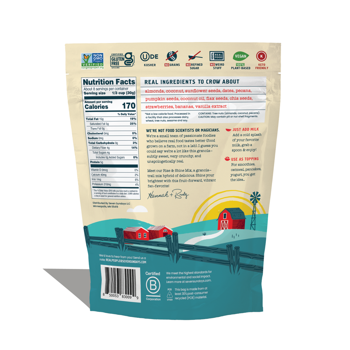 Rise & Shine Strawberry Banana Grain-Free Granola, 8oz – Seven Sundays