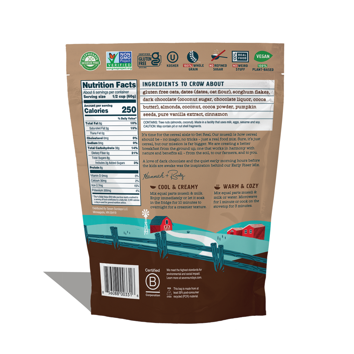 Early Riser Dark Chocolate Muesli, 12oz – Seven Sundays